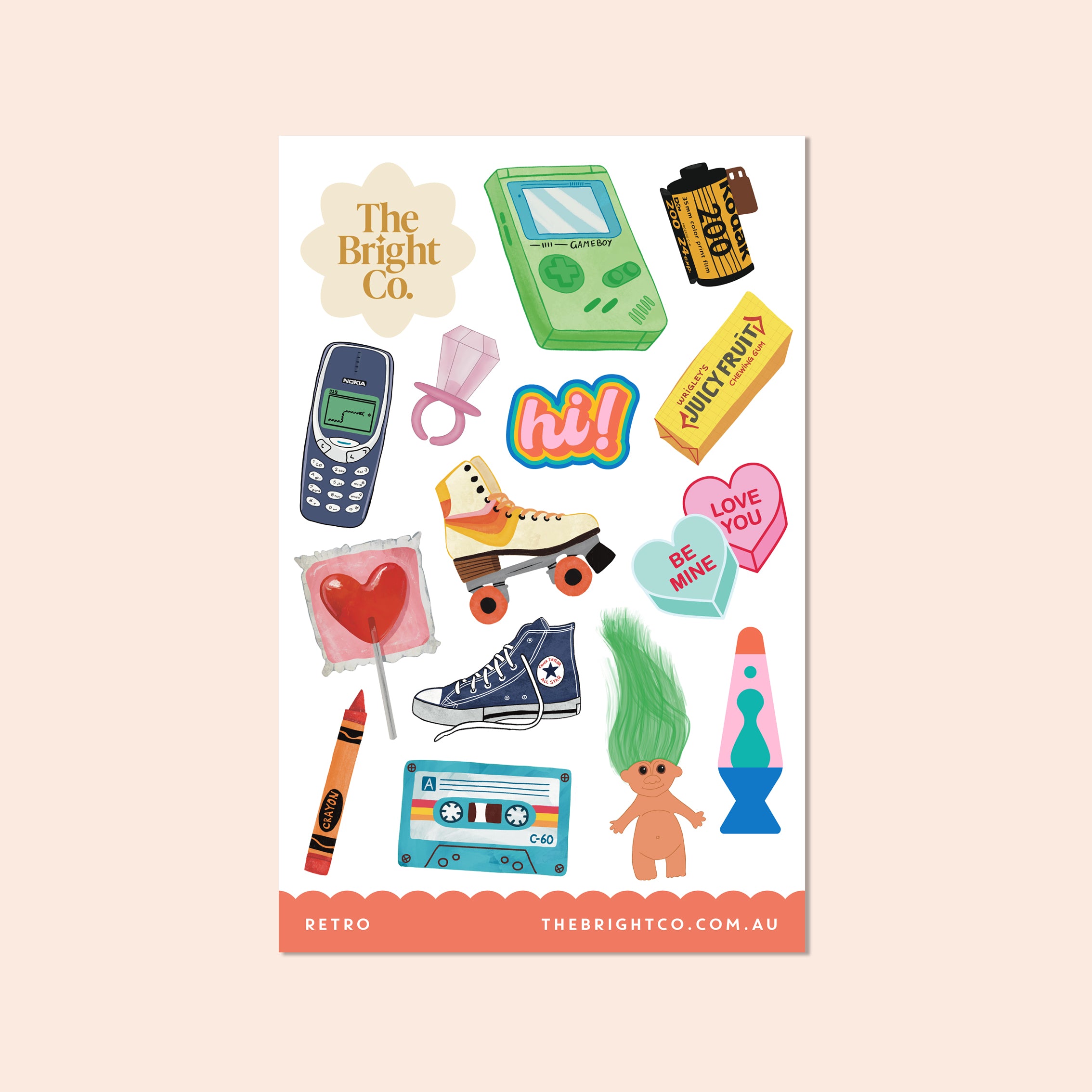 Retro Game Boy Sticker Sheet – The Bright Co